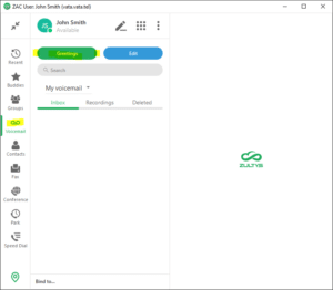 Setup Zultys voicemail box using ZAC - Vatacom